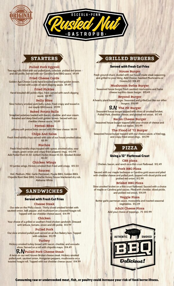 Menu – The Rusted Nut